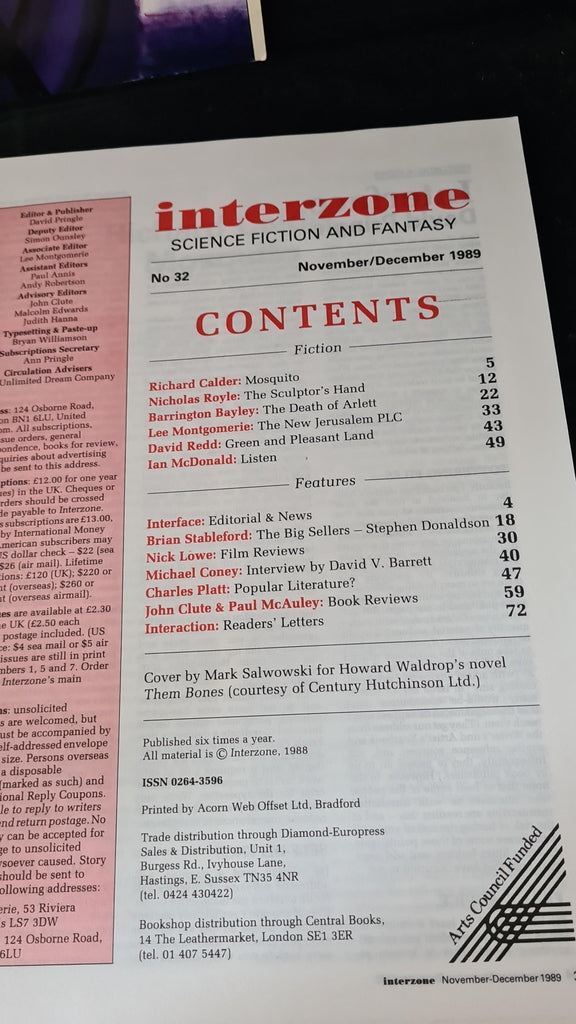 Interzone Number 32 November/December 1989 – Richard Dalby's Library