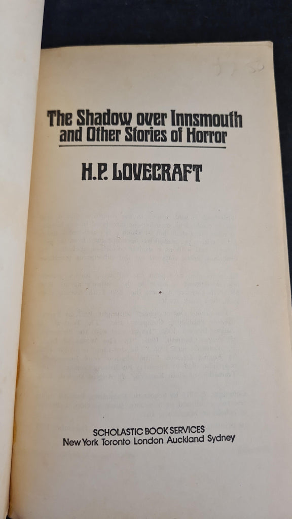 H P Lovecraft - The Shadow over Innsmouth, Scholastic Book, 1971, Pape ...