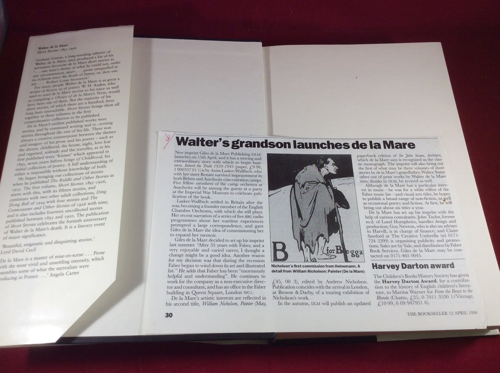 Walter de la Mare, Short Stories 1895-1926, Giles de la Mare Publisher ...