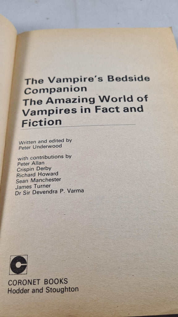 Peter Underwood - The Vampire's Bedside Companion, Coronet, 1976, Pape – Richard Dalby's Library