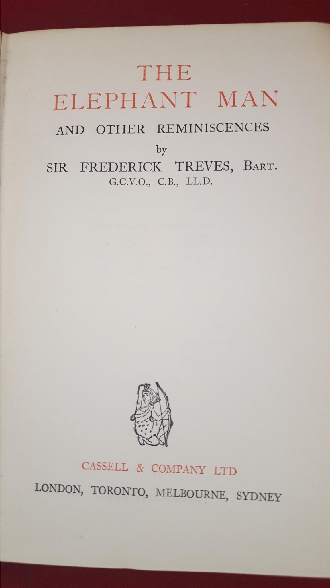 Sir Frederick Treves - The Elephant Man And Other Reminiscences, Casse ...