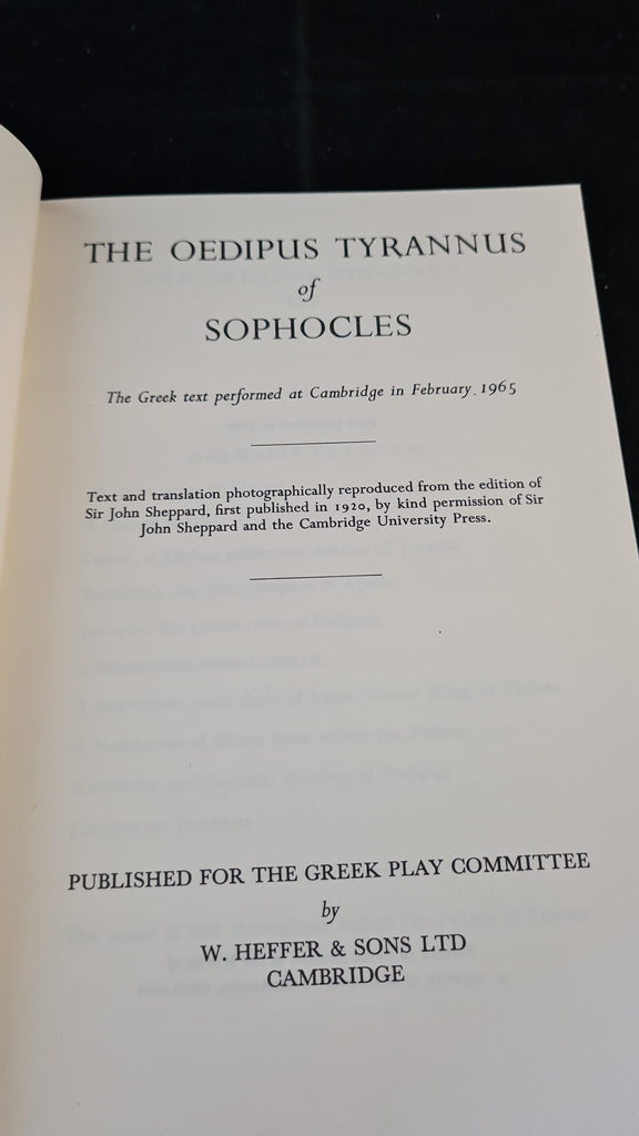 The Oedipus Tyrannus of Sophocles, Greek Play Committee, 1965 – Richard ...