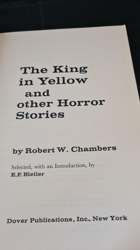 Robert W Chambers - The King in Yellow & other Horror Stories, Dover ...