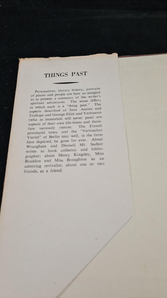 Michael Sadleir - Things Past, Constable, 1944 – Richard Dalby's Library