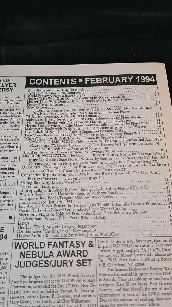 Horror The News Magazine of the Horror & Dark Fantasy Field Issue 2 Ma ...