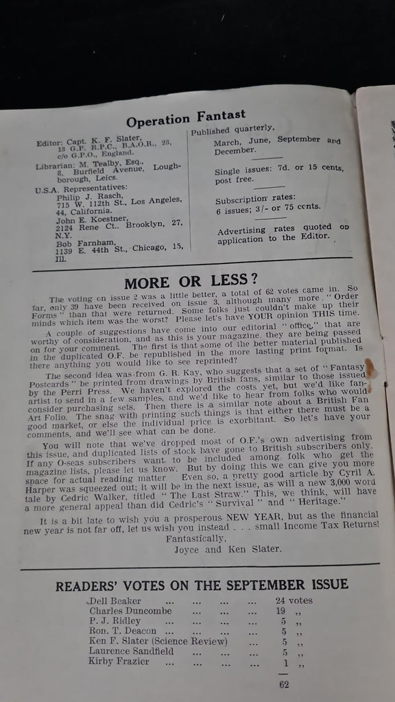 Operation Fantast Volume 1 Number 2 1949 & Number 4 1950 – Richard ...