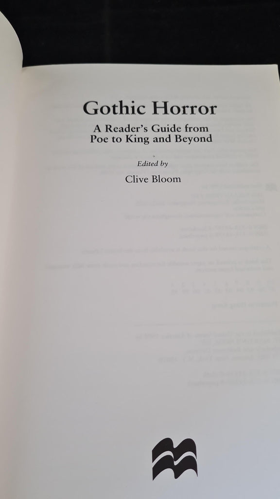 Clive Bloom - Gothic Horror, Reader's Guide, Macmillan Press, 1998, Pa ...