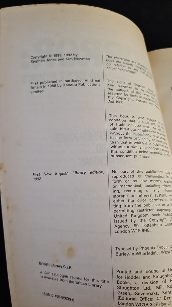 Stephen Jones & Kim Newman - Horror: 100 Best Books, New English, 1992 ...