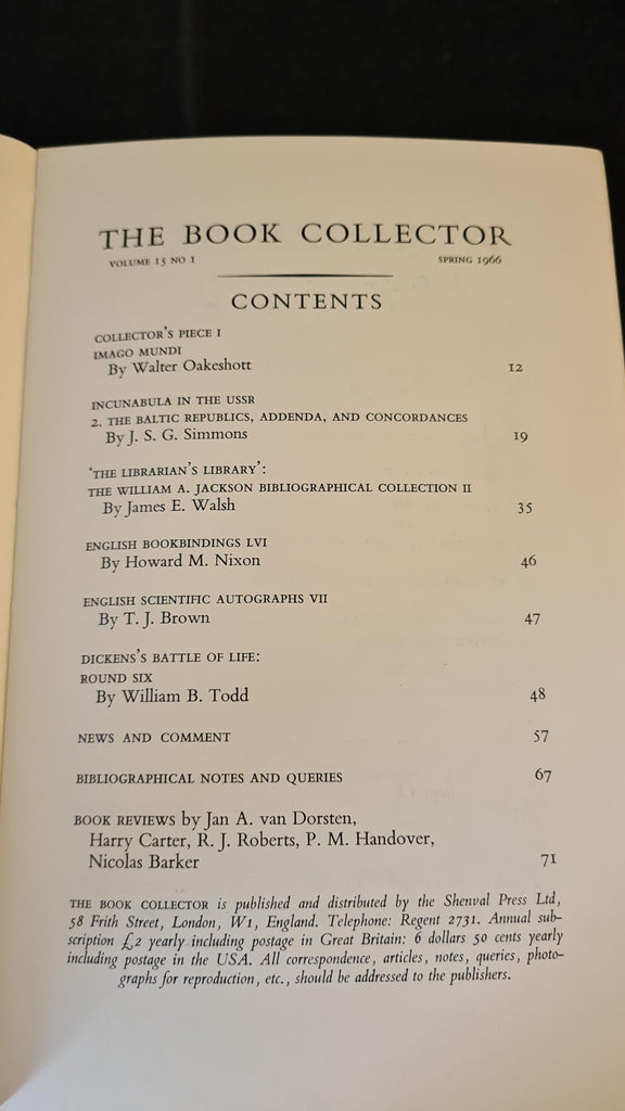 The Book Collector Volume 15 Number 1 Spring 1966 – Richard Dalby's Library