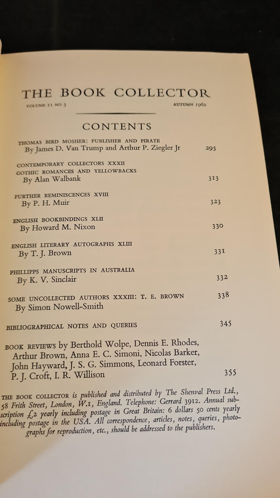 The Book Collector Volume 11 Number 3 Autumn 1962 – Richard Dalby's Library