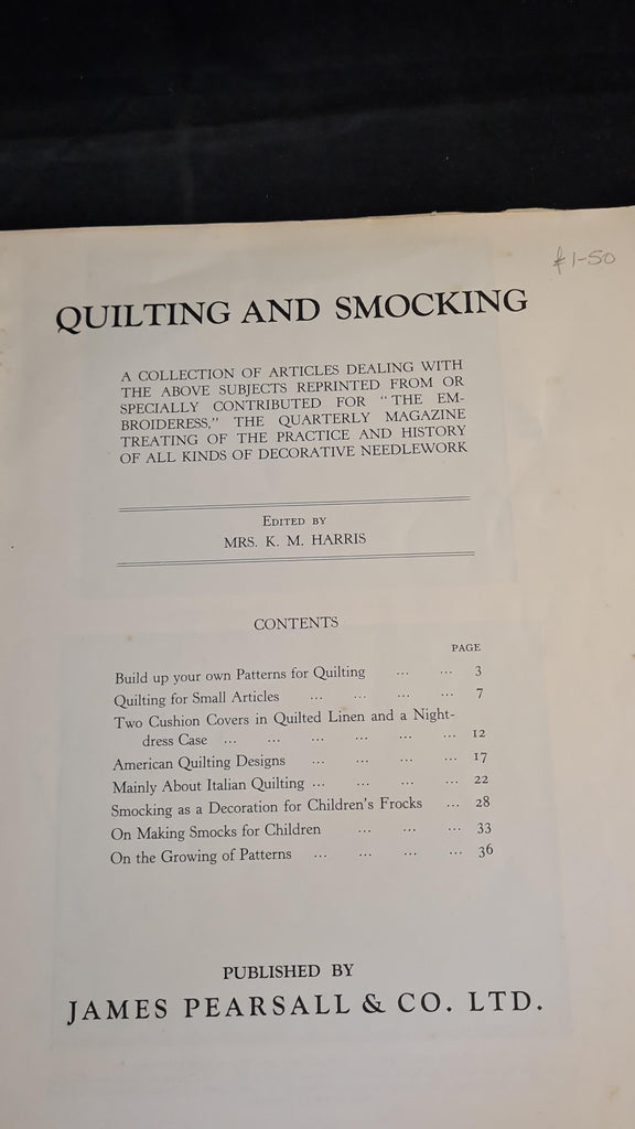 K M Harris - Quilting & Smocking, James Pearsall, Second Edition ...