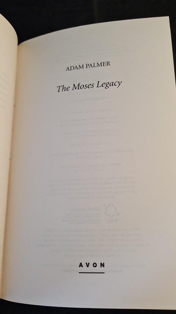 Adam Palmer - The Moses Legacy, Avon, 2011, Paperbacks – Richard Dalby ...