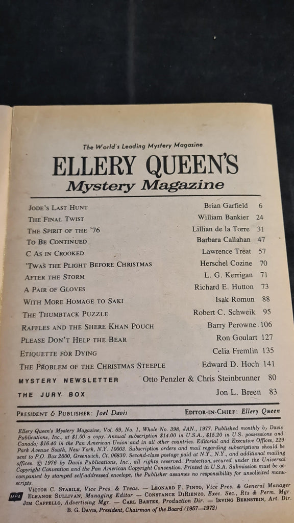 Ellery Queen's Mystery Magazine, Volume 69 Number 1 January 1977 ...