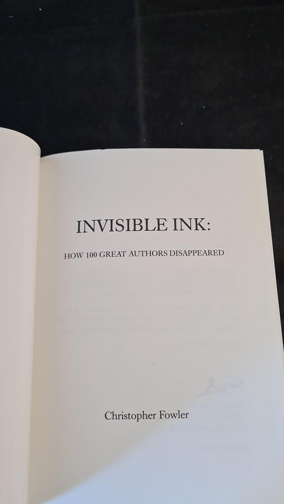 Christopher Fowler - Invisible Ink, Strange Attractor Press, 2012, Ins ...