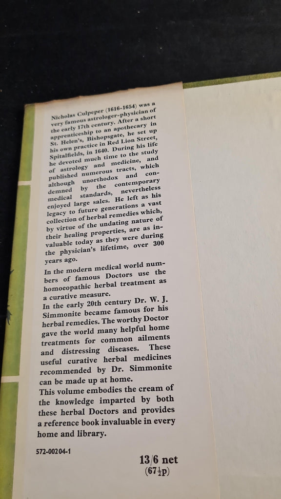 William Simmonite - The Simmonite-Culpeper Herbal Remedies, W Foulsham ...