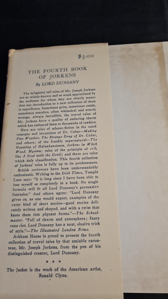 Lord Dunsany - The Fourth Book Of Jorkens, Arkham House, 1948 – Richard ...
