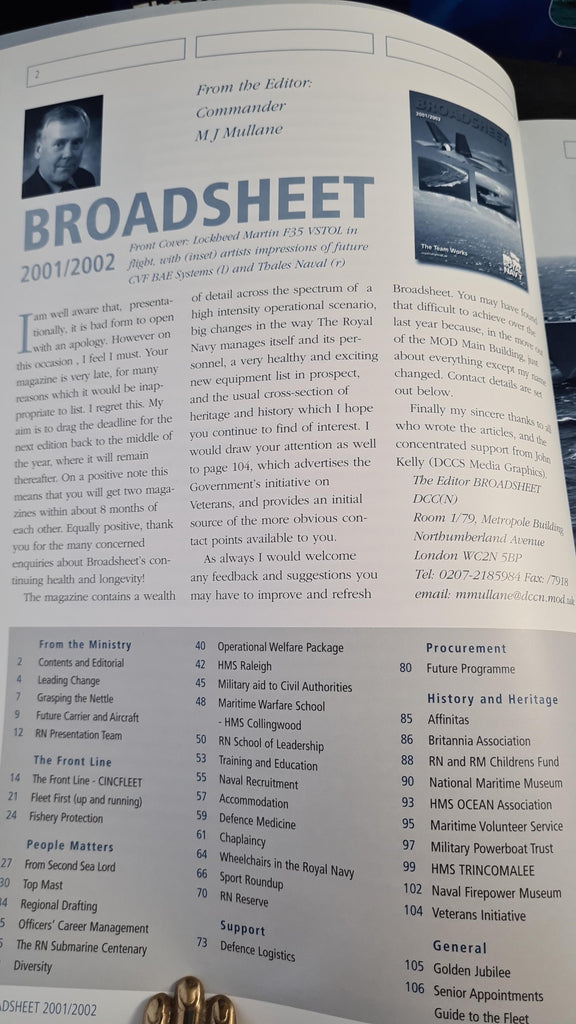 Broadsheet 2001/2002 Magazine, Royal Navy – Richard Dalby's Library