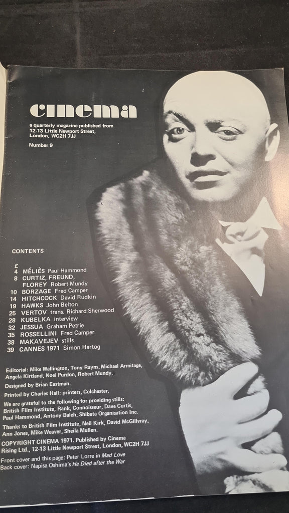 Cinema Number 9, 1971, A Quarterly Magazine – Richard Dalby's Library