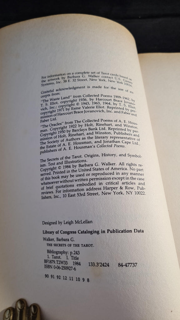 Barbara G Walker - The Secrets of the Tarot, Harper & Row, 1984, Paper ...