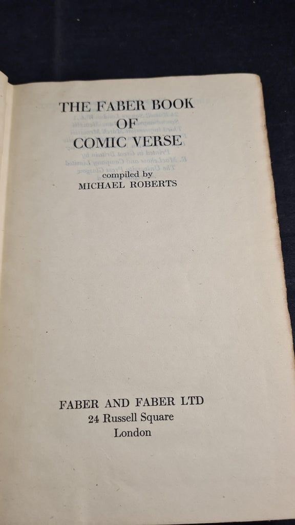 Michael Roberts - The Faber Book of Comic Verse, Faber & Faber, 1942 ...