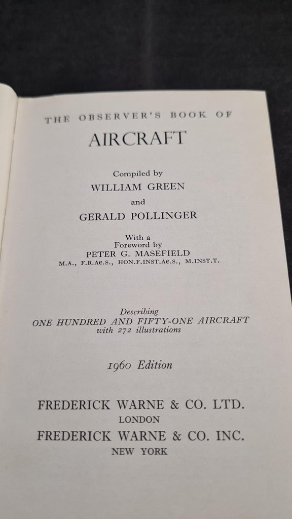 William Green - The Observer's Book of Aircraft, Frederick Warne, 1960 ...