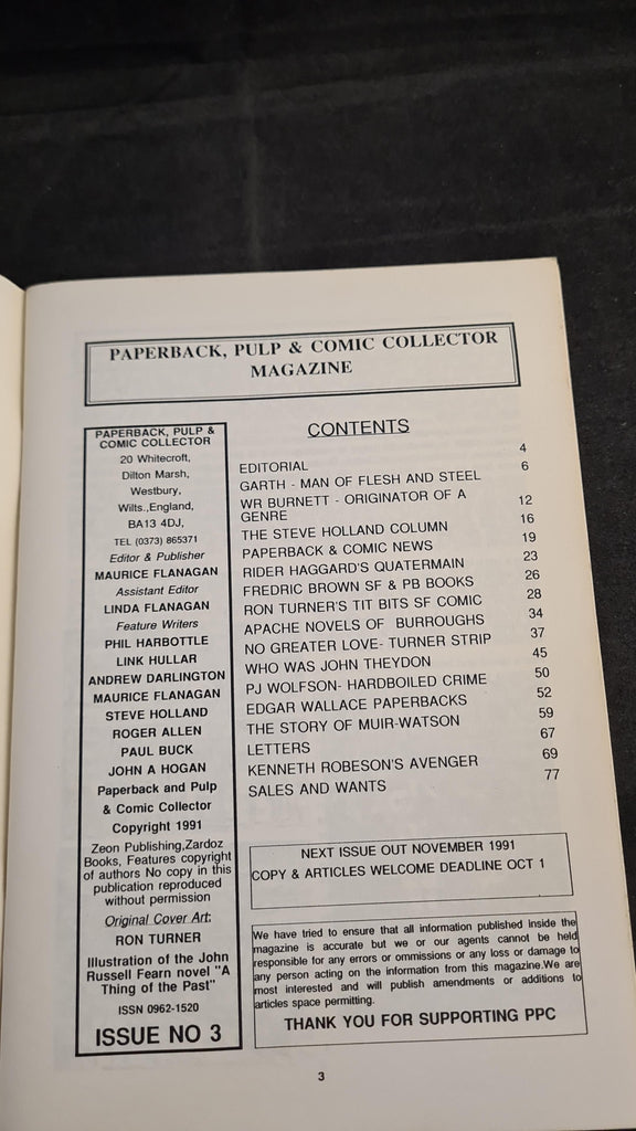 Paperback, Pulp & Comic Collector Magazine Number 3, 1991 – Richard ...