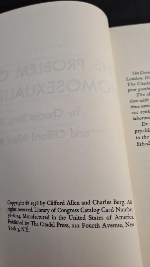 Charles Berg & Clifford Allen - The Problem Of Homosexuality, Citadel ...