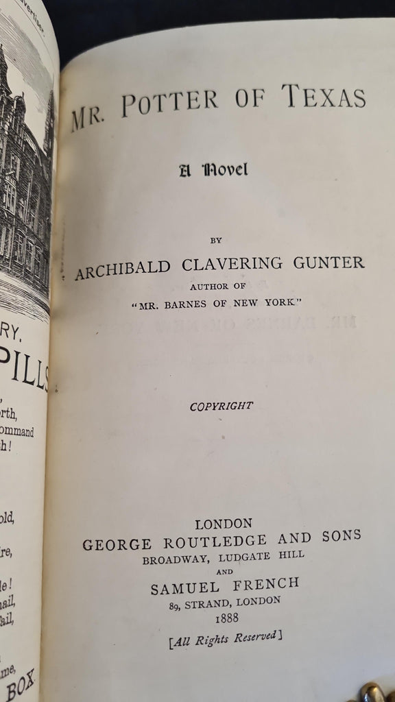 Archibald Clavering Gunter - Mr Potter of Texas, George Routledge, 188 ...