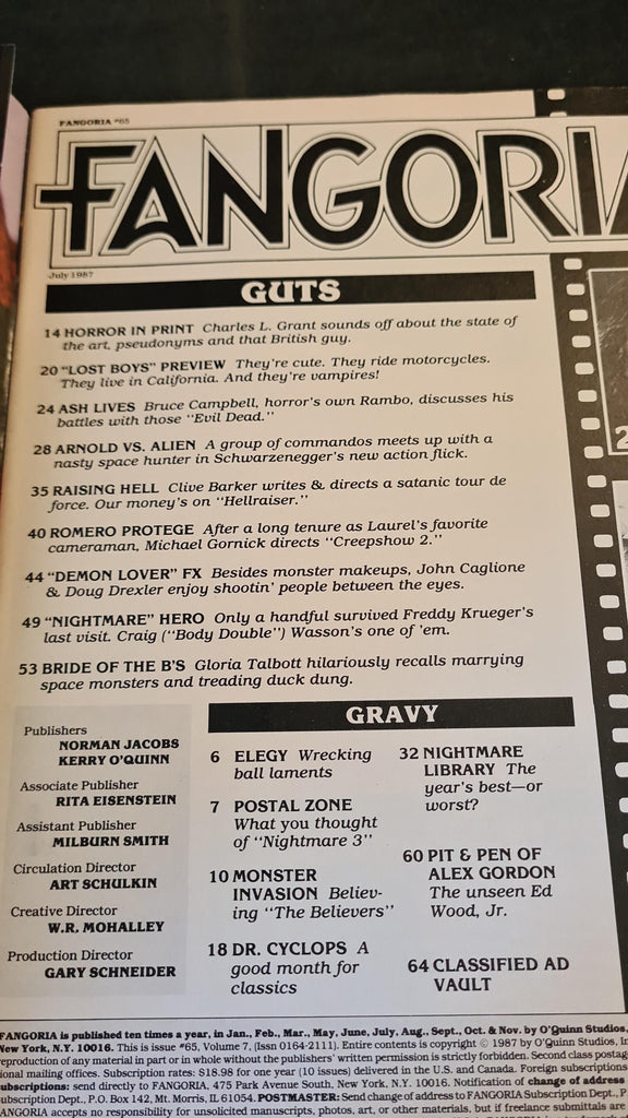 Fangoria Magazine Number 65 July 1987 – Richard Dalby's Library