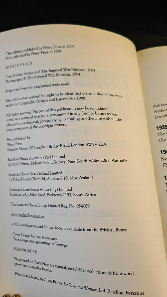 Max Arthur - Forgotten Voices of the Second World War, Ebury Press, 20 ...