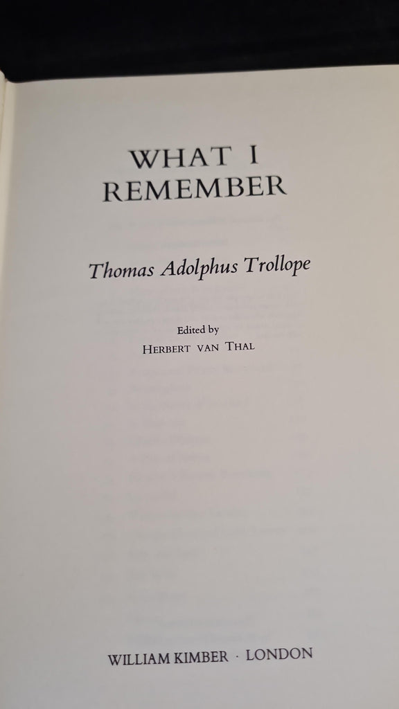 Herbert van Thal - What I Remember Thomas Adolphus Trollope, William K ...