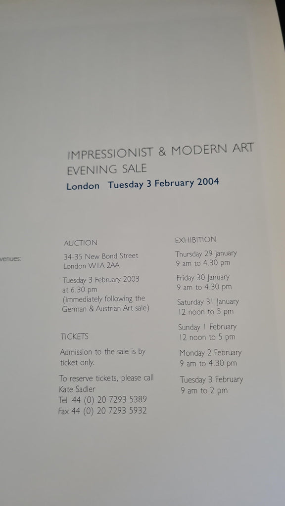 Sotheby's 3 February 2004, Impressionist & Modern Art : Works on Paper ...