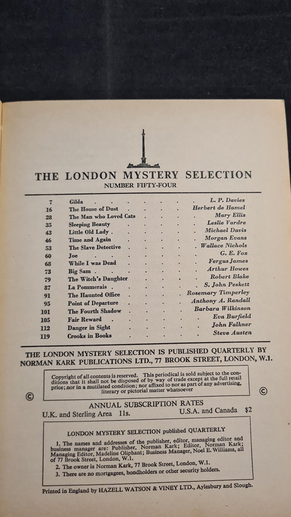 London Mystery Magazine Number 54 1960? Rosemary Timperley – Richard ...