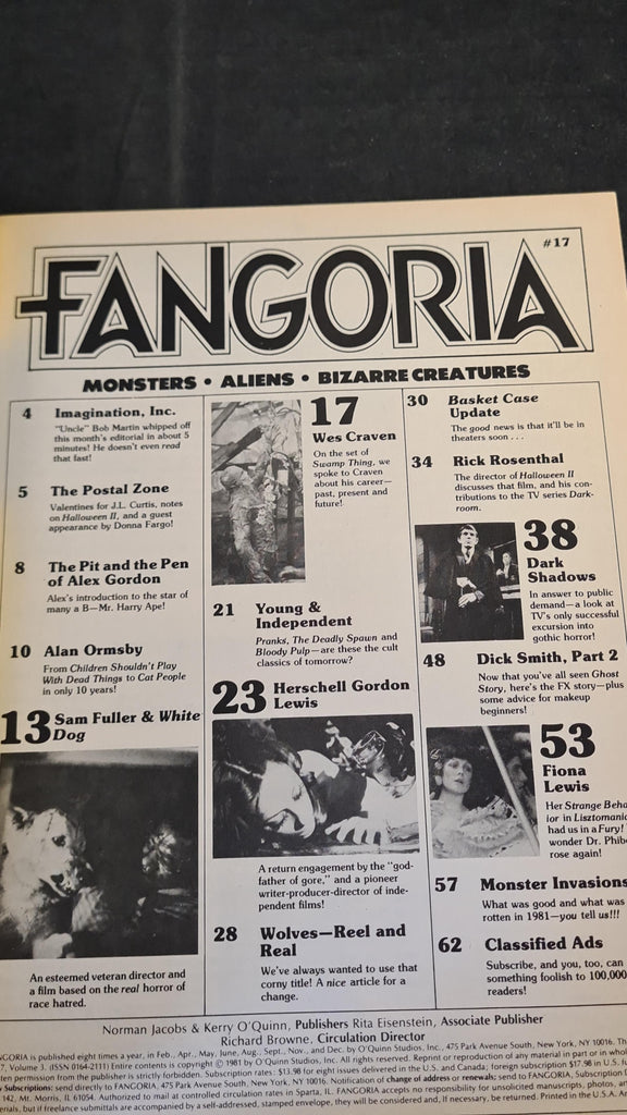 Fangoria Magazine Issue 117 Volume 3 c1981, O'Quinn Studios – Richard ...