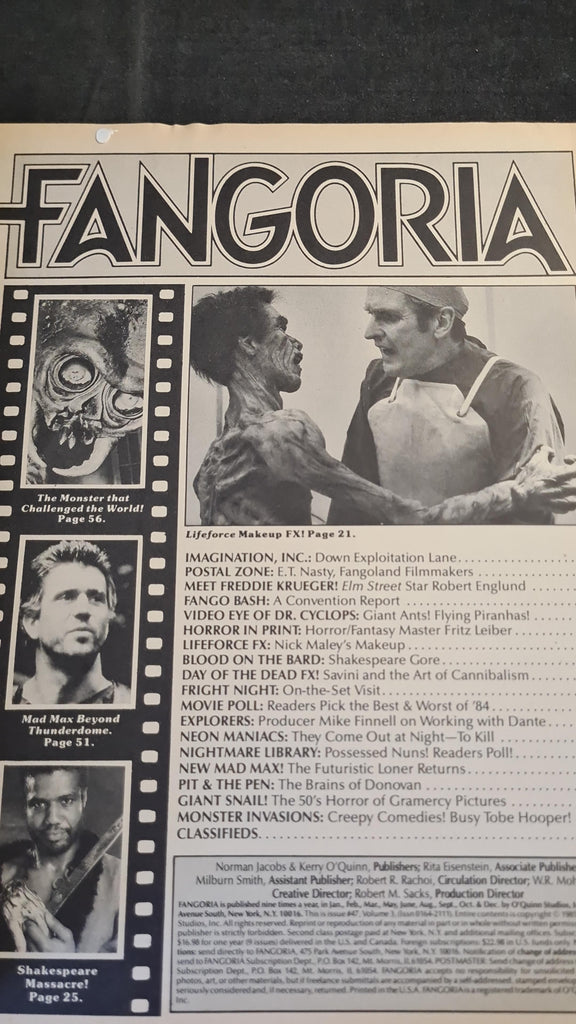 Fangoria Magazine Volume 3 Number 47 c1985, O'Quinn Studios – Richard ...
