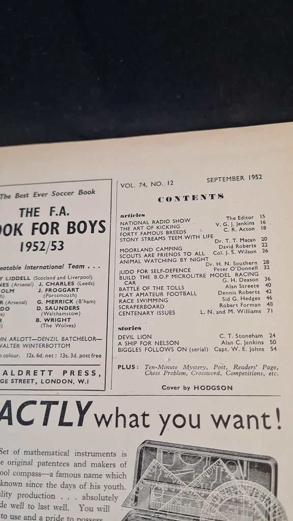 Boy's Own Paper Volume 74 Number 12 September 1952, Biggles follows on ...