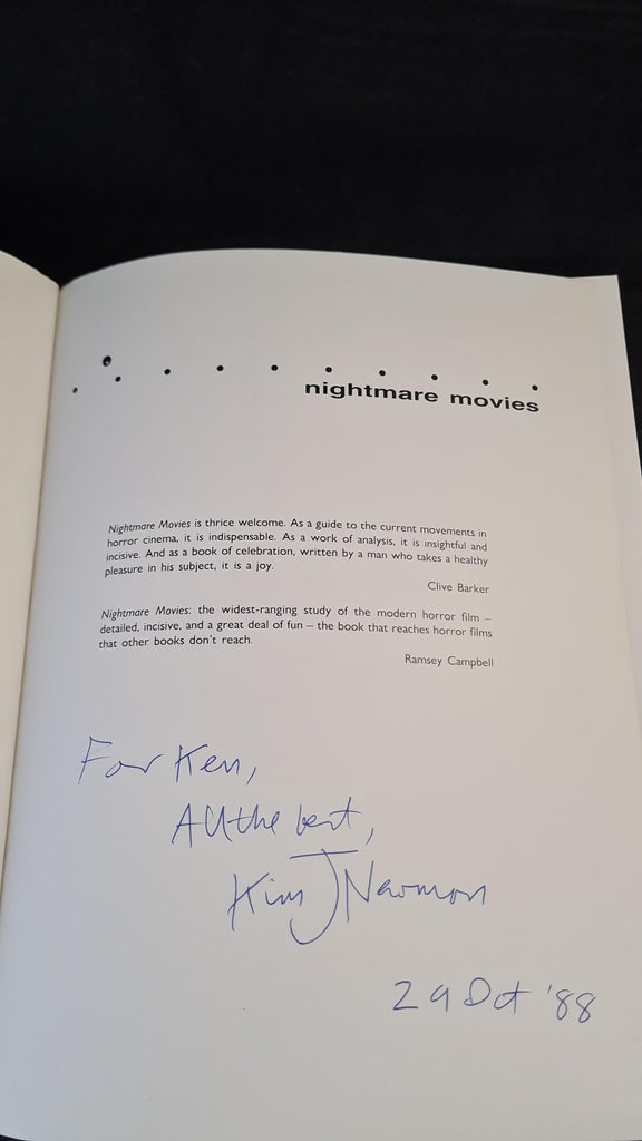 Kim Newman - Nightmare Movies, Bloomsbury, 1988, First Edition, Inscri ...