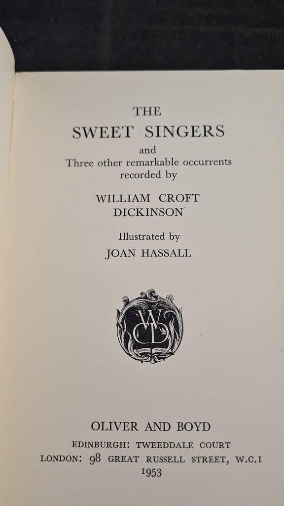 William Croft Dickinson - The Sweet Singers, Oliver and Boyd, 1953, Fi ...