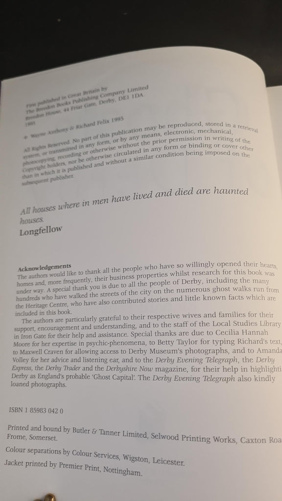 Wayne Anthony & Richard Felix - Ghosts of Derby, Breedon Books, 1995 ...