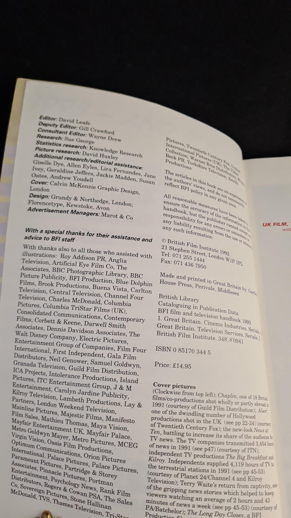 David Leafe - BFI Film & Television Handbook 1993, BFI – Richard Dalby ...