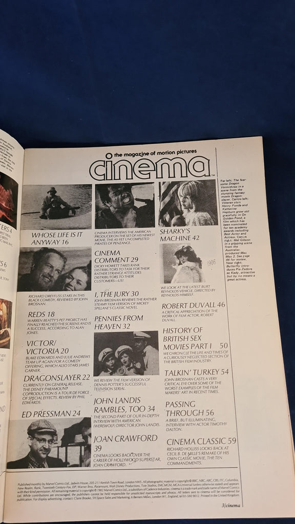 Cinema Magazine Number 1, 1982, Marvel Comics – Richard Dalby's Library