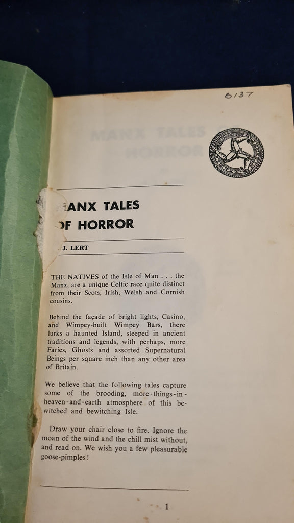 A J Lert - Manx Tales of Horror, Gordon Publishers, 1974 – Richard ...