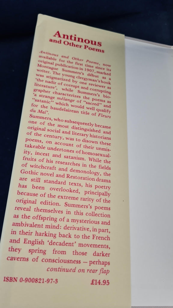 Montague Summers - Antinous and other Poems, Cecil Woolf, 1995, Signed ...