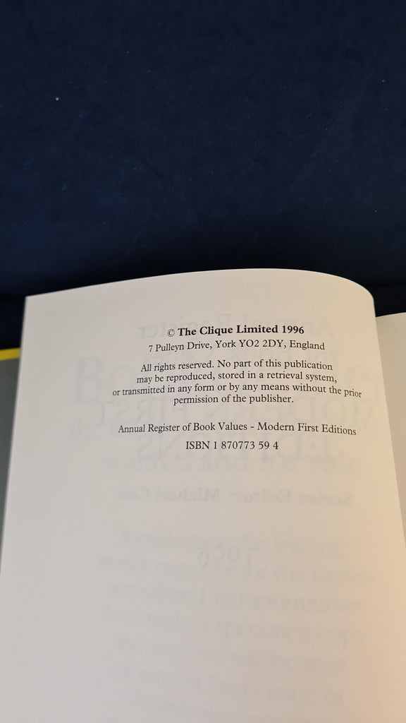 Michael Cole - Annual Register of Book Values, Modern First Editions 1 ...
