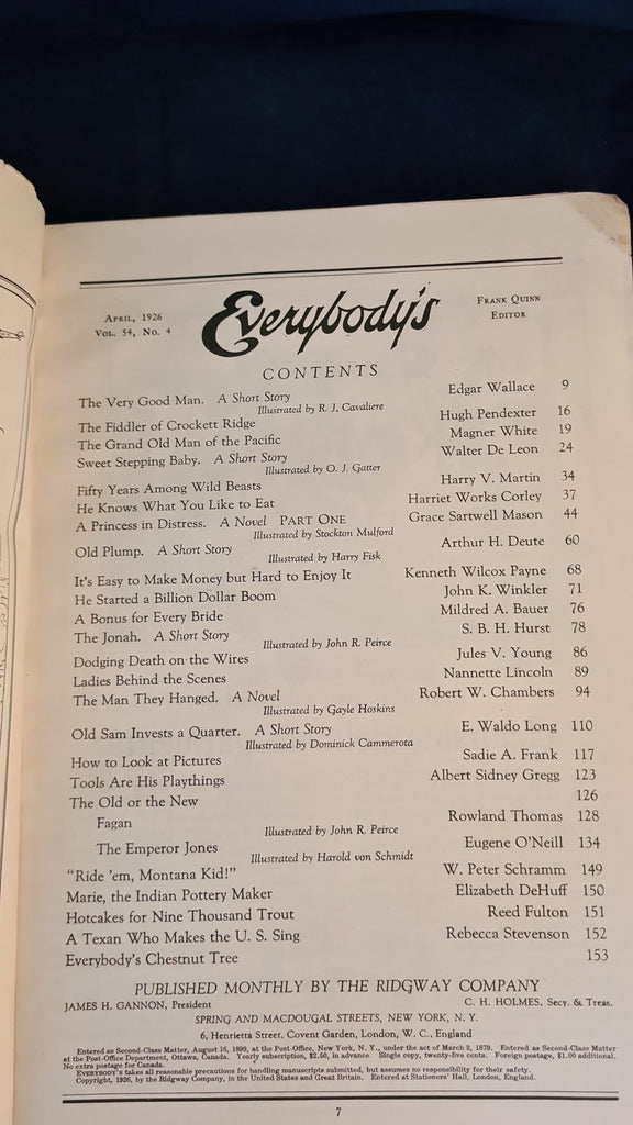 Everybody's Magazine Volume 54 Number 4 April, 1926, Edgar Wallace, Ro ...