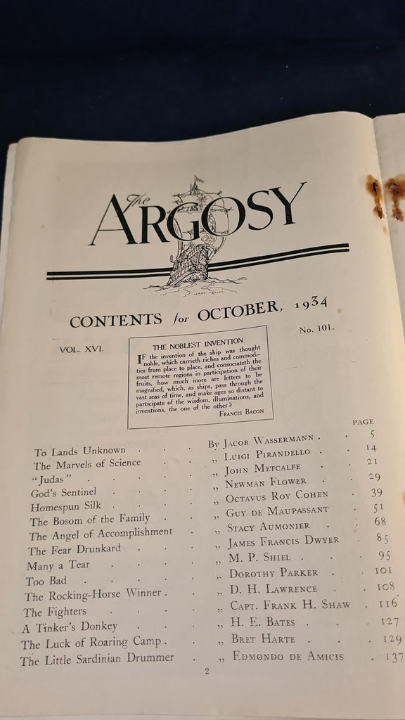 Argosy Magazine October, 1934, Guy de Maupassant, M P Shiel – Richard ...