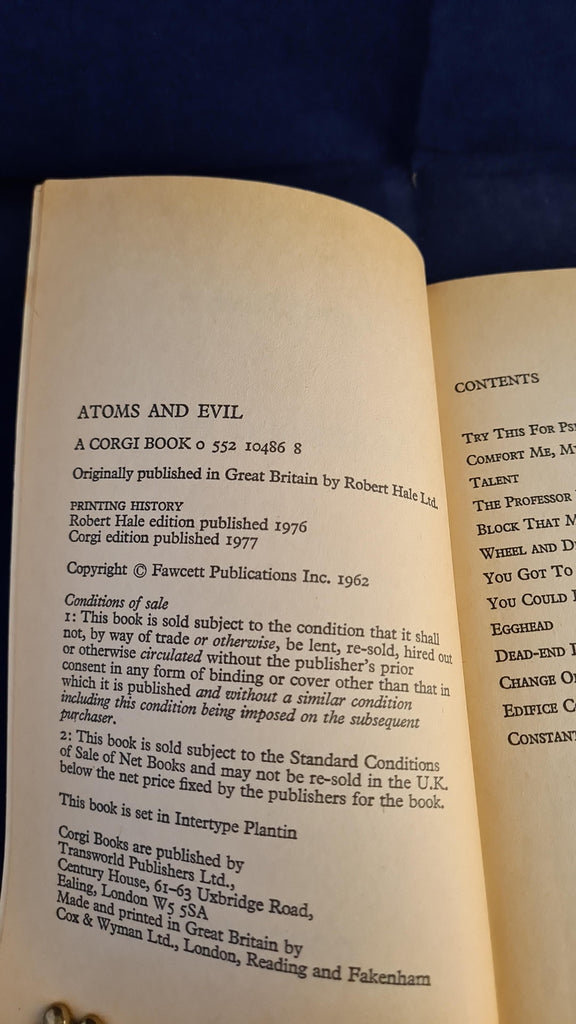 Robert Bloch - Atoms and Evil, Corgi Books, 1977, Paperbacks – Richard ...