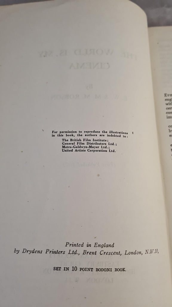E W & M M Robson - The World is My Cinema, Sidneyan Society, 1947 ...