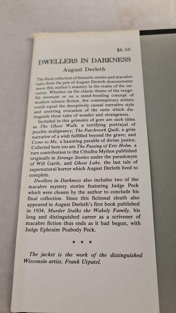 August Derleth - Dwellers in Darkness, Arkham House, 1976 – Richard ...