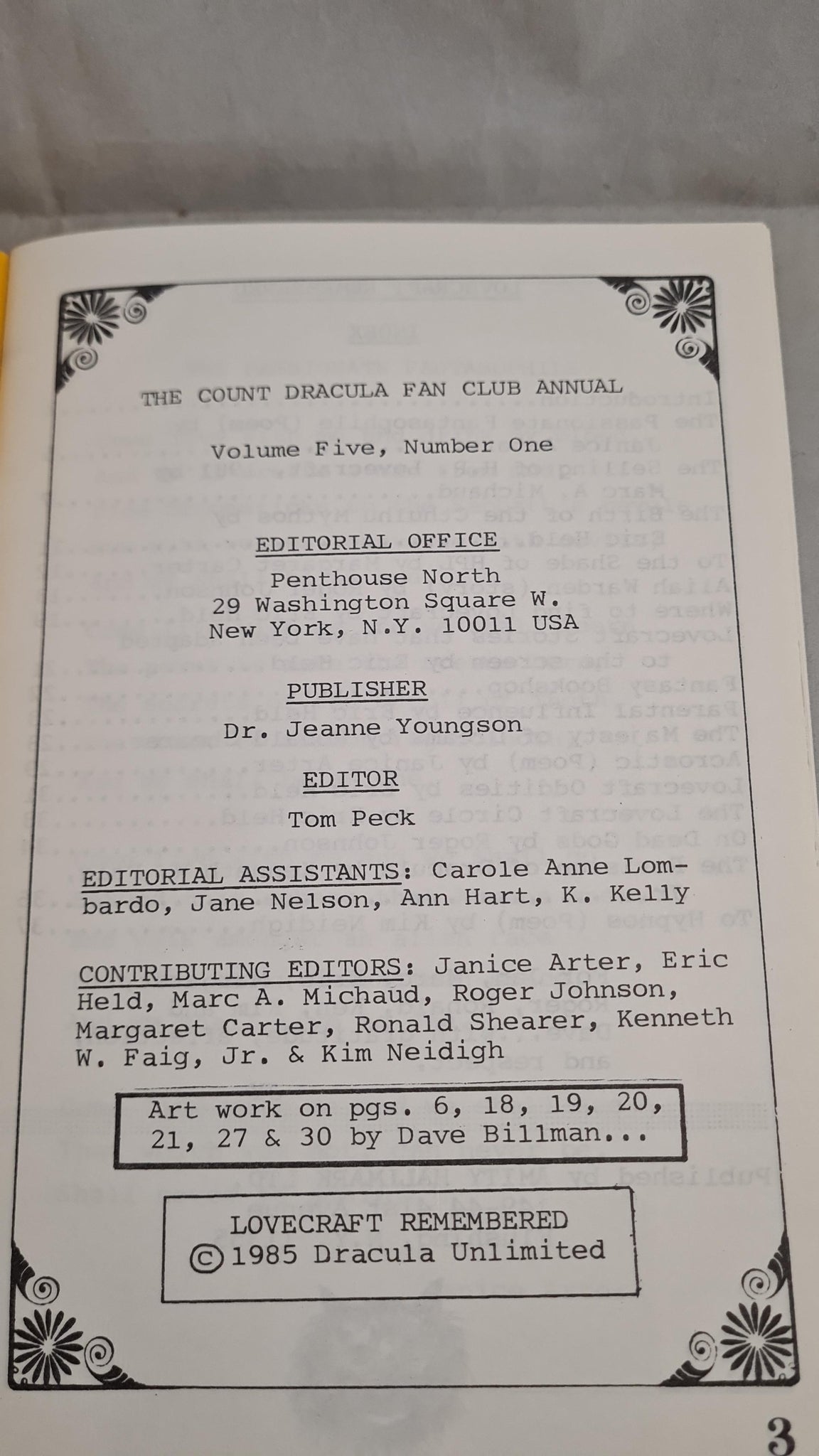 Count Dracula Fan Club Annual, Special Lovecraft Issue, Volume 5 Numbe ...